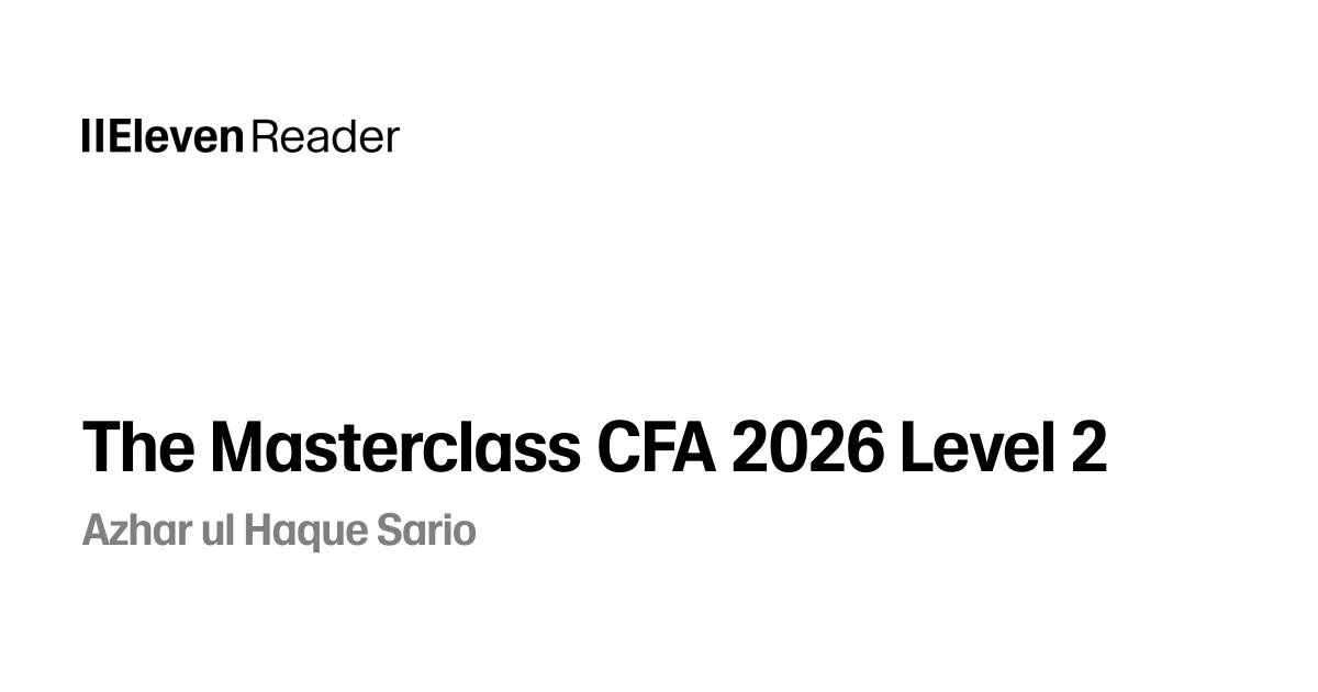 The Masterclass CFA 2026 Level 2 Audiobook by Azhar ul Haque Sario ...