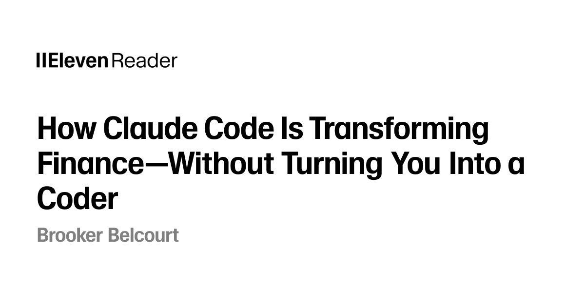 How Claude Code Is Transforming Finance—Without Turning You Into a ...