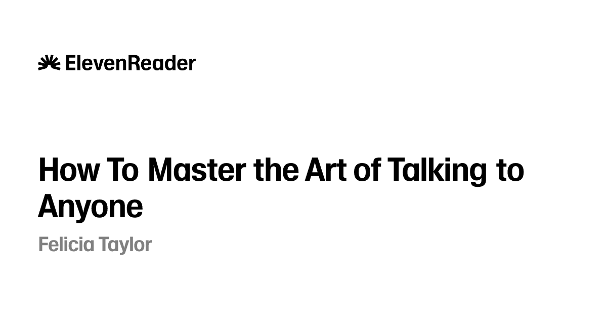 How To Master the Art of Talking to Anyone by Felicia Taylor - Audiobook