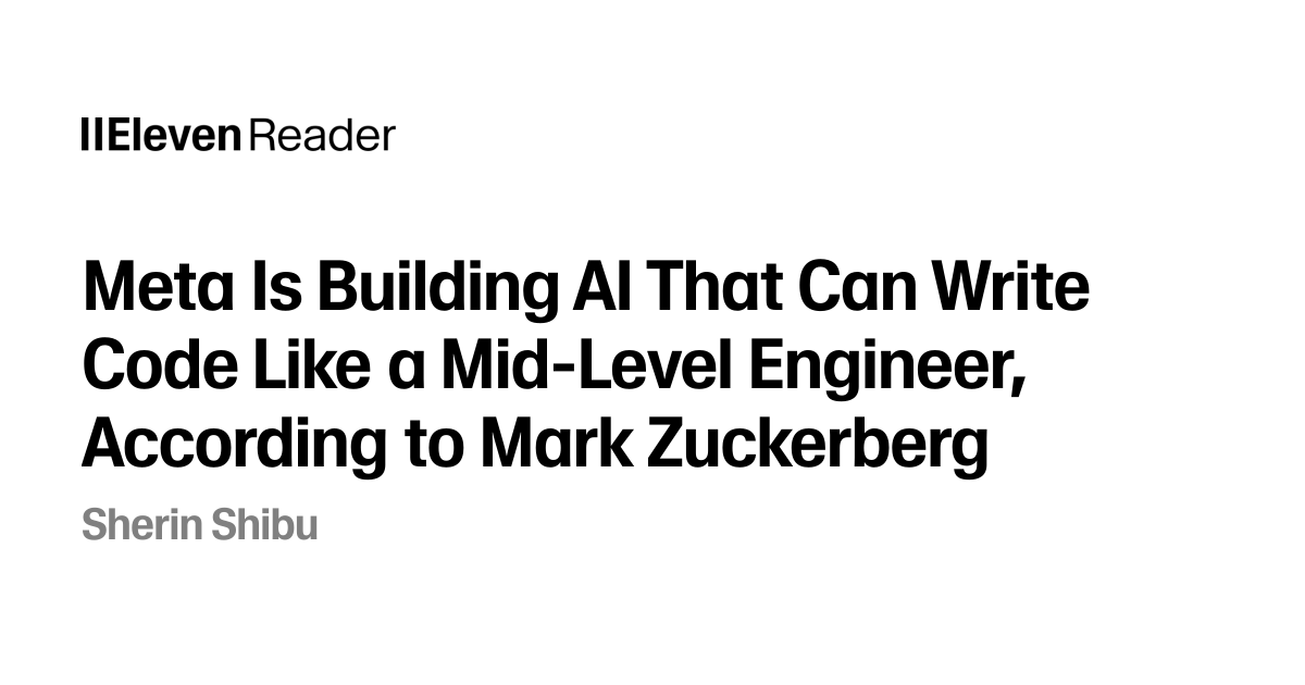 Meta Is Building AI That Can Write Code Like a Mid-Level Engineer ...